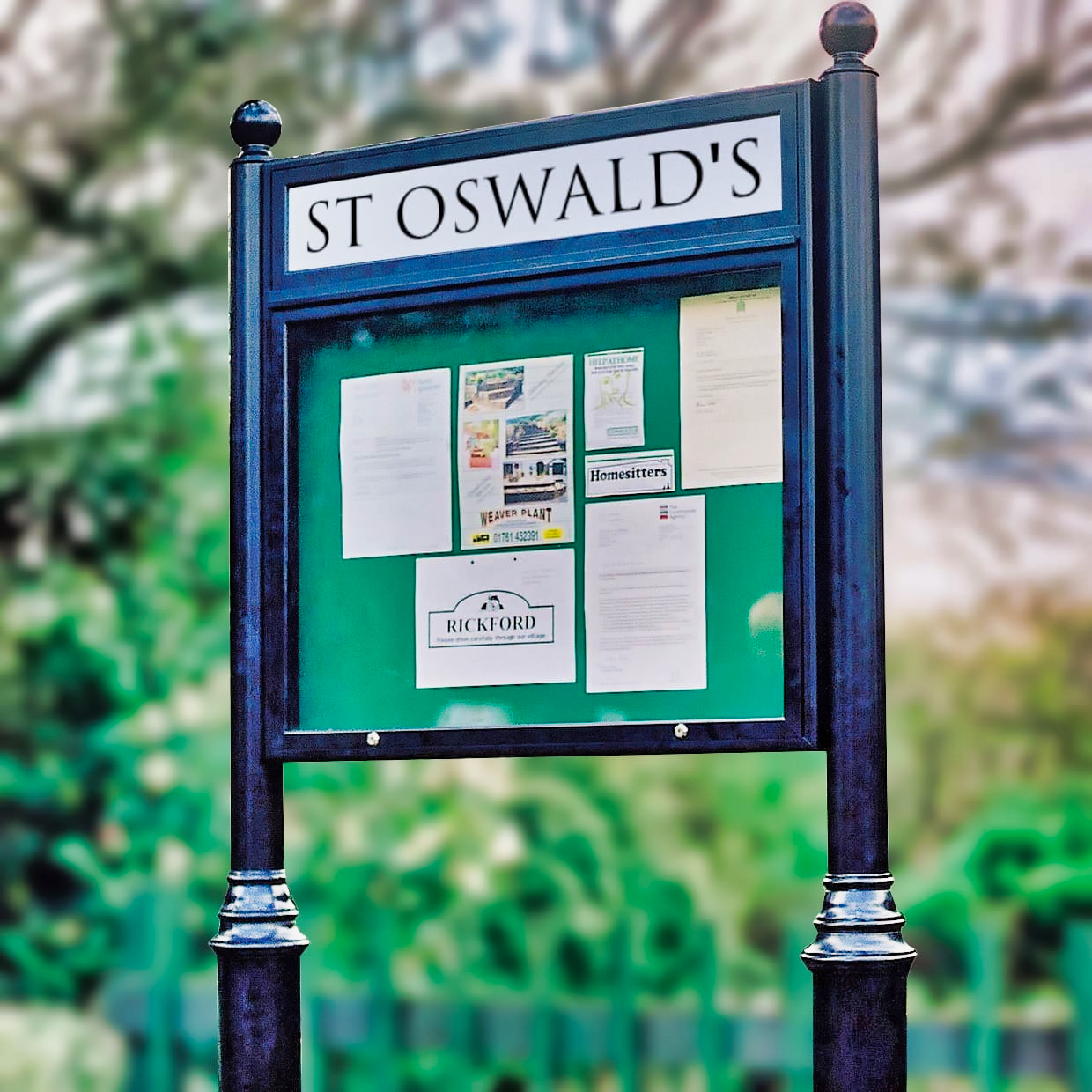 Icarus External Notice Board With Ornate Posts - Noticeboards Online