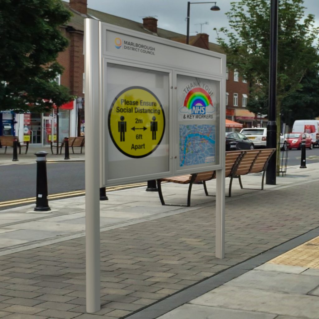 Icarus Double Door Post Mounted External Notice Board With Integrated ...
