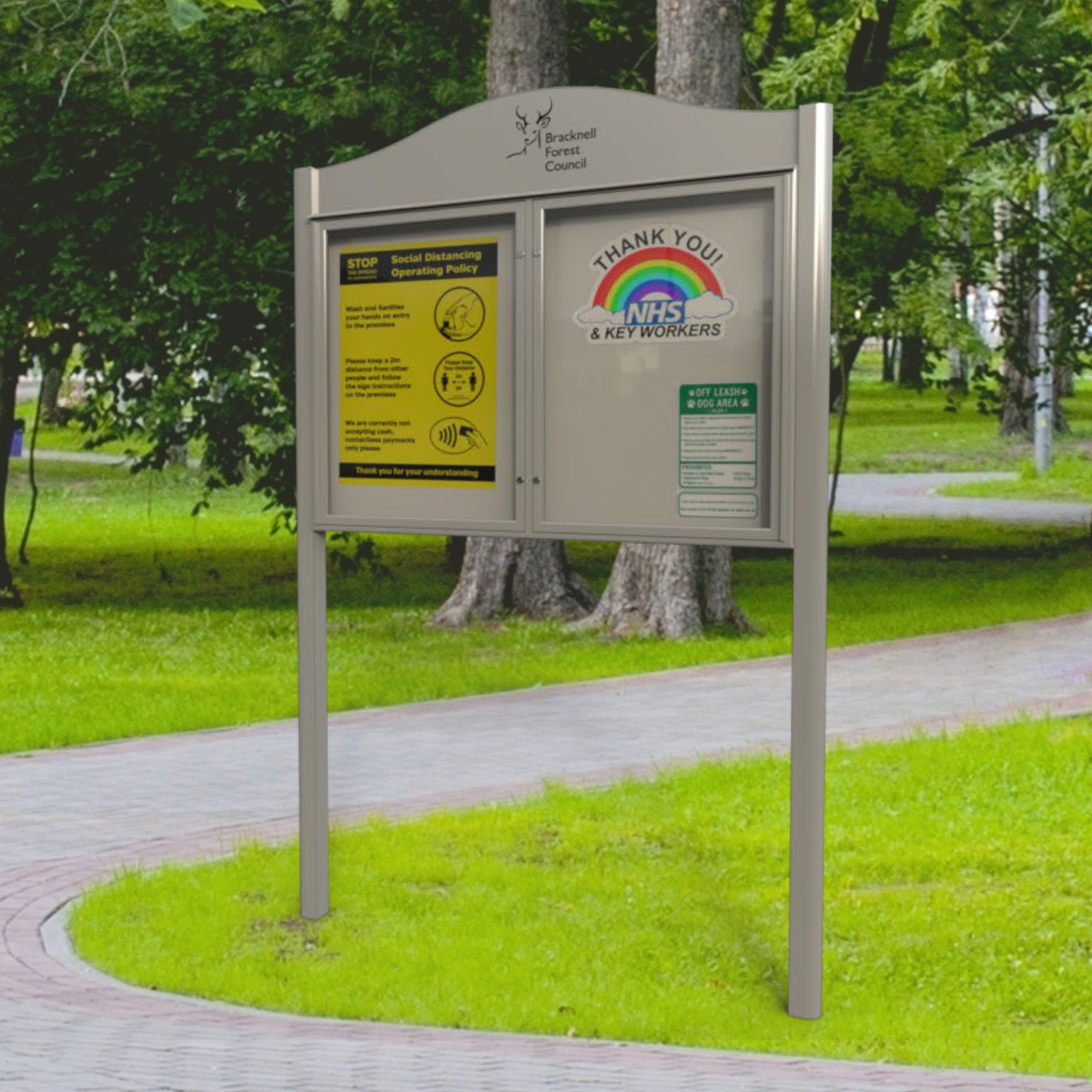 Icarus Double Door Post Mounted External Notice Board With 'D' Posts ...